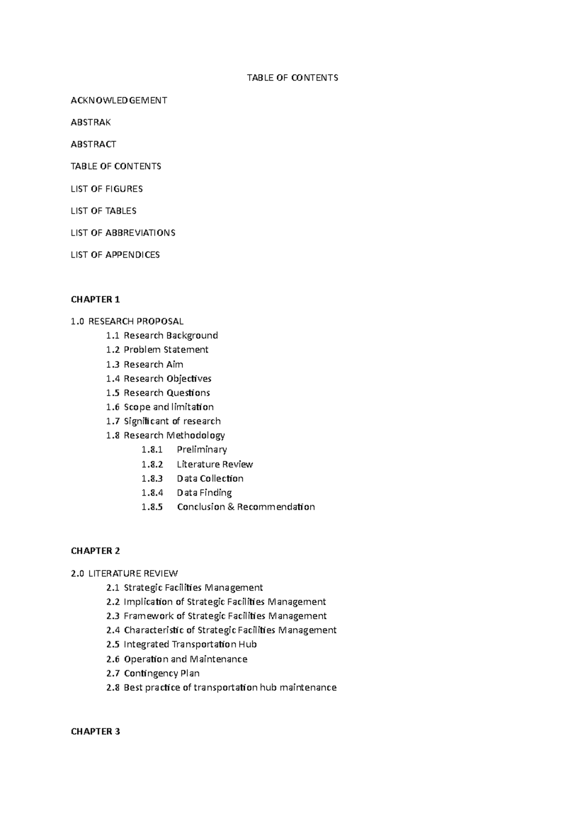 Table OF Contents - TABLE OF CONTENTS ACKNOWLEDGEMENT ABSTRAK ABSTRACT ...