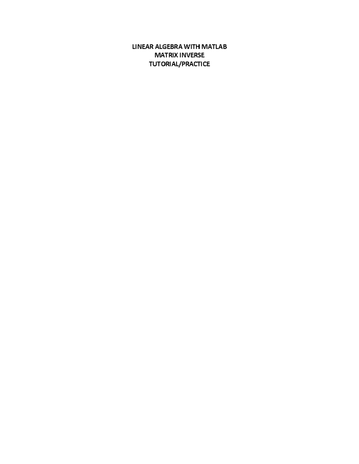 Linear Algebra With Matlab Matrix Inverse Linear Algebra With Matlab Linear Algebra With 5469