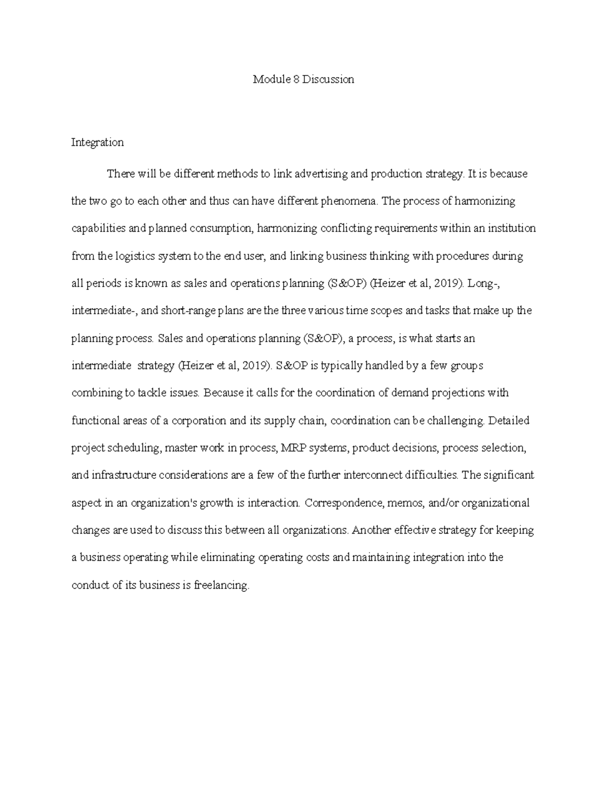 QSO 300 Module 8 Discussion - Module 8 Discussion Integration There ...