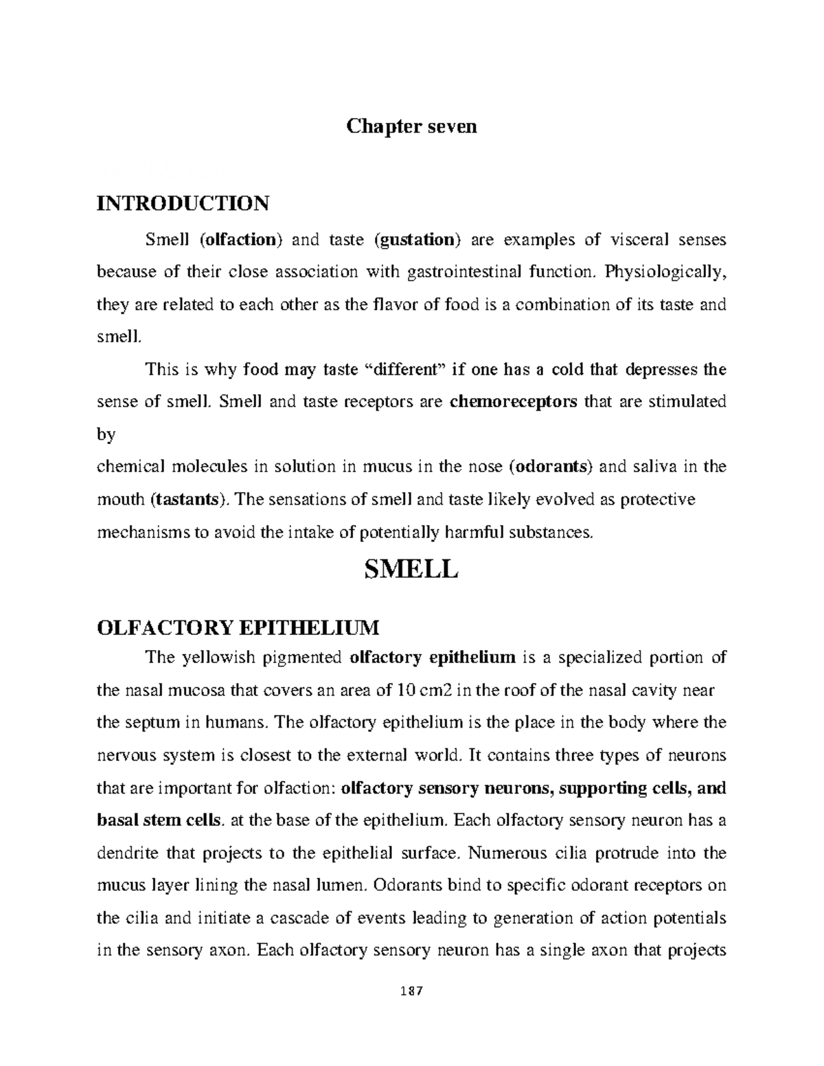 NEU physio- Smell - Chapter seven Smell & Taste INTRODUCTION Smell ...
