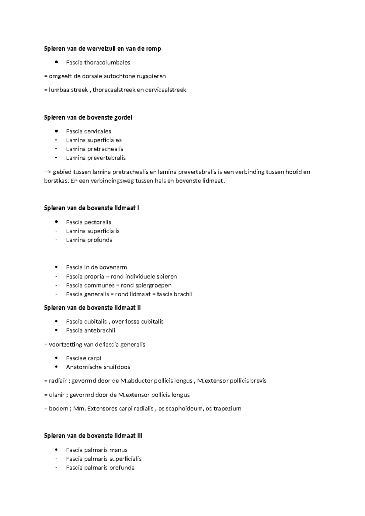 Fascia - Samenvatting Anatomie 1 - Spieren van de wervelzuil en van de ...