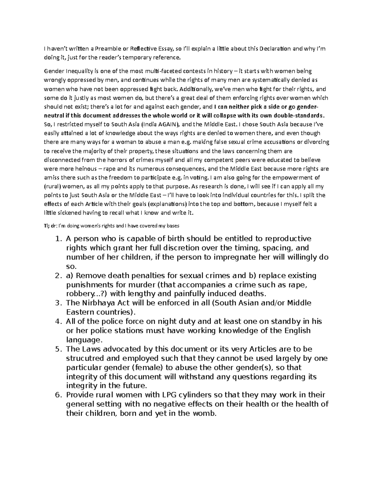 Engl Proj2 Decl - Reflection for drafting declaration of universal ...