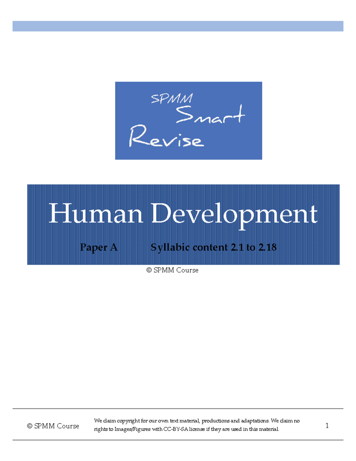 21 Human Development mrcpsy - © SPMM Course 1 © SPMM Course Human ...