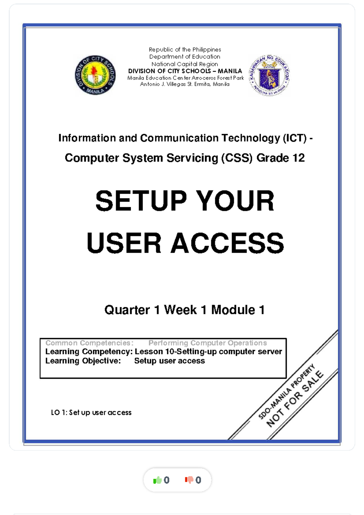 CSS 12 Q1 WEEK 1 - Republic of the Philippines Department of Education National Capital Region ...