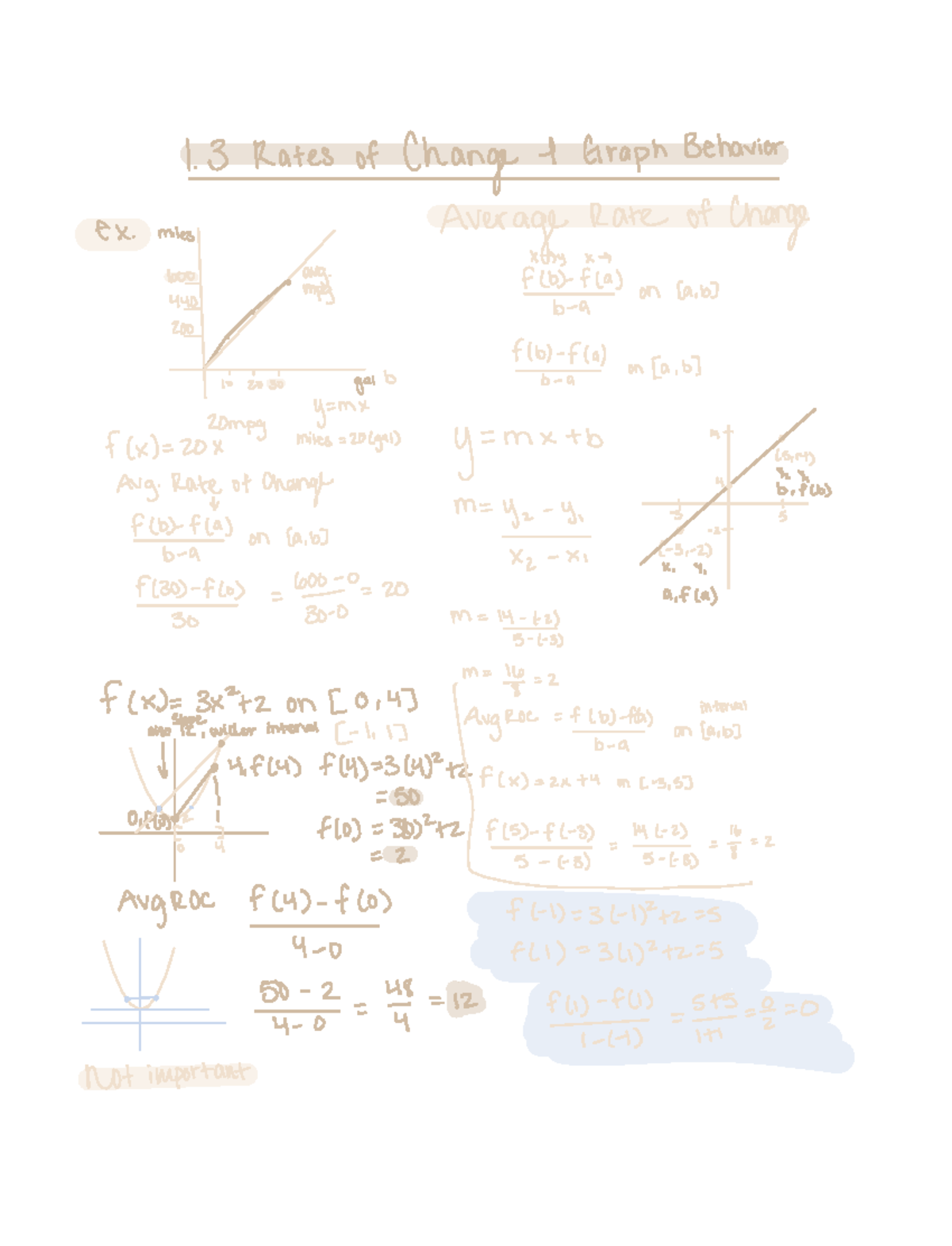 1.3 Rates of Change + Graph Behavior - 1 3 Rates of Change 1 Graph ...