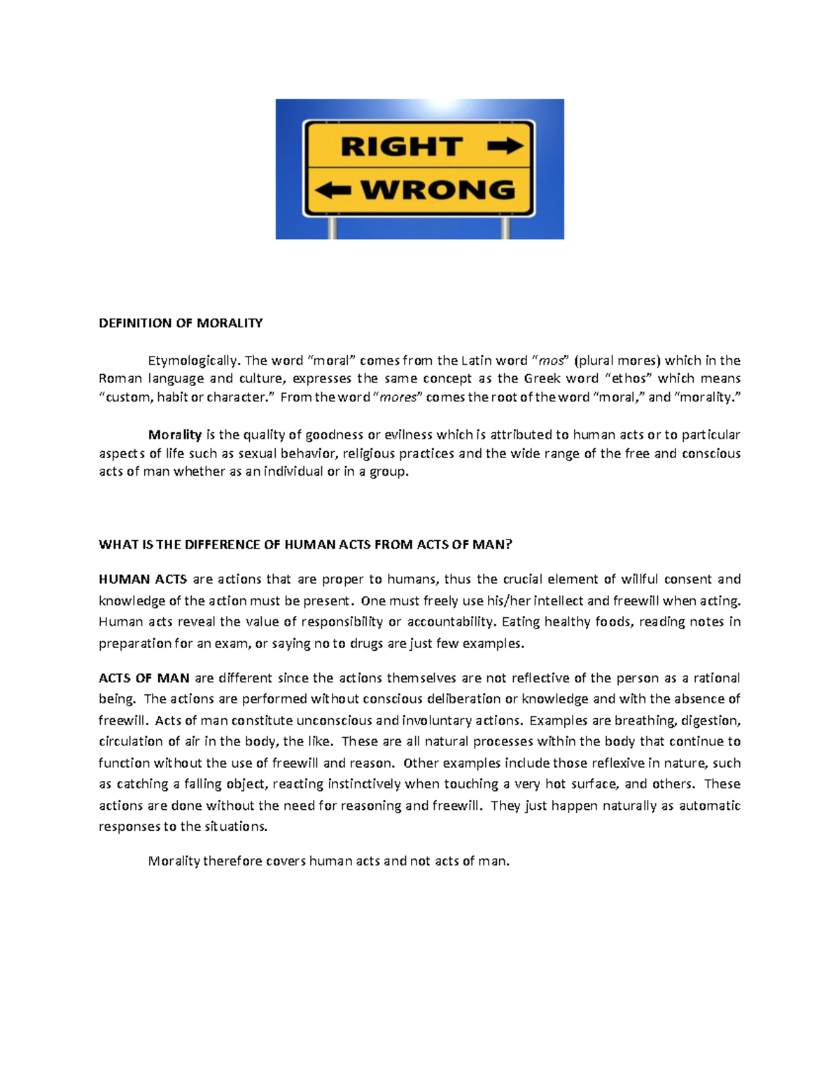 Definition of Morality - Theology - Studocu