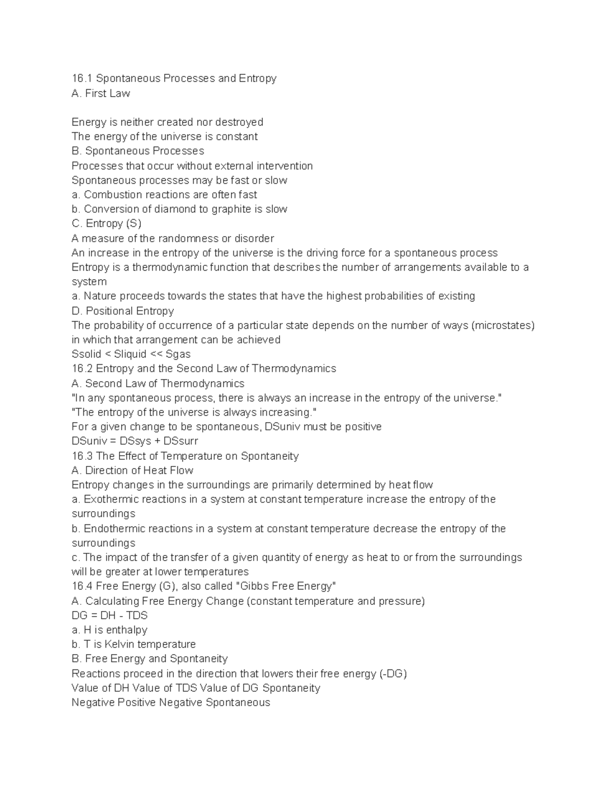 Chapter 16 - Spontaneity, Entropy, and Free Energy - 16 Spontaneous ...