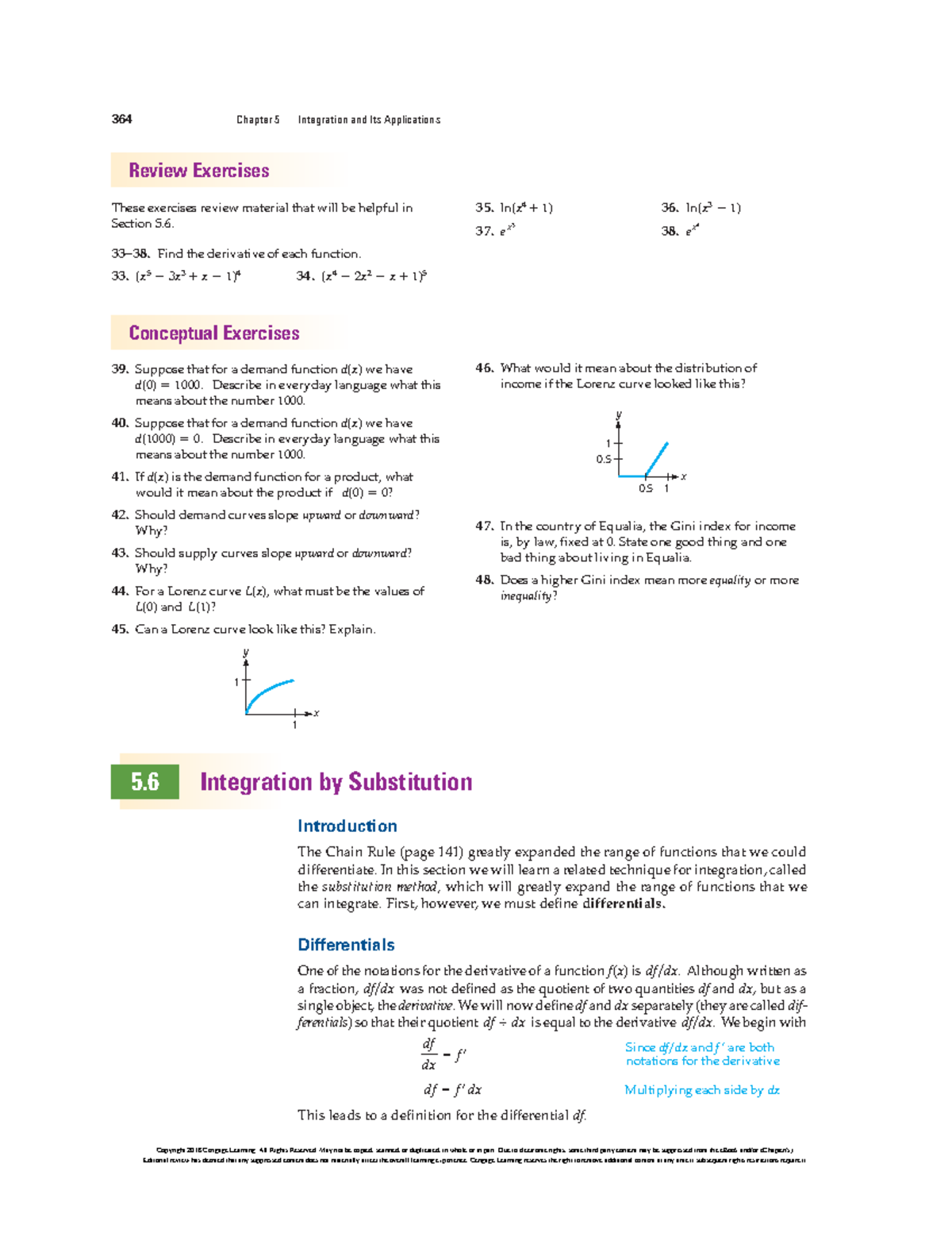 Integration by Substitution - 364 Chapter 5 Integration and Its Applications Review Exercises ...
