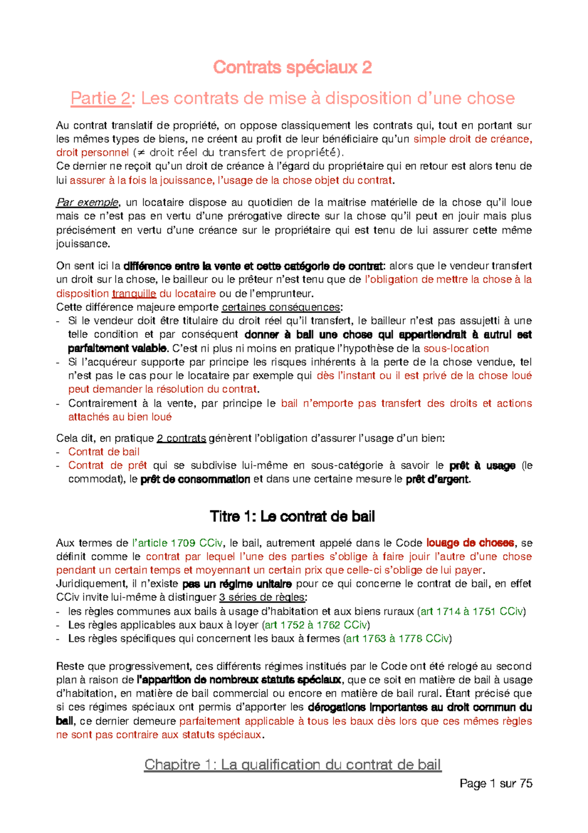 Contrats speciaux S1 - semestre 2 contrat spéciaux Mr Agostinelli ...