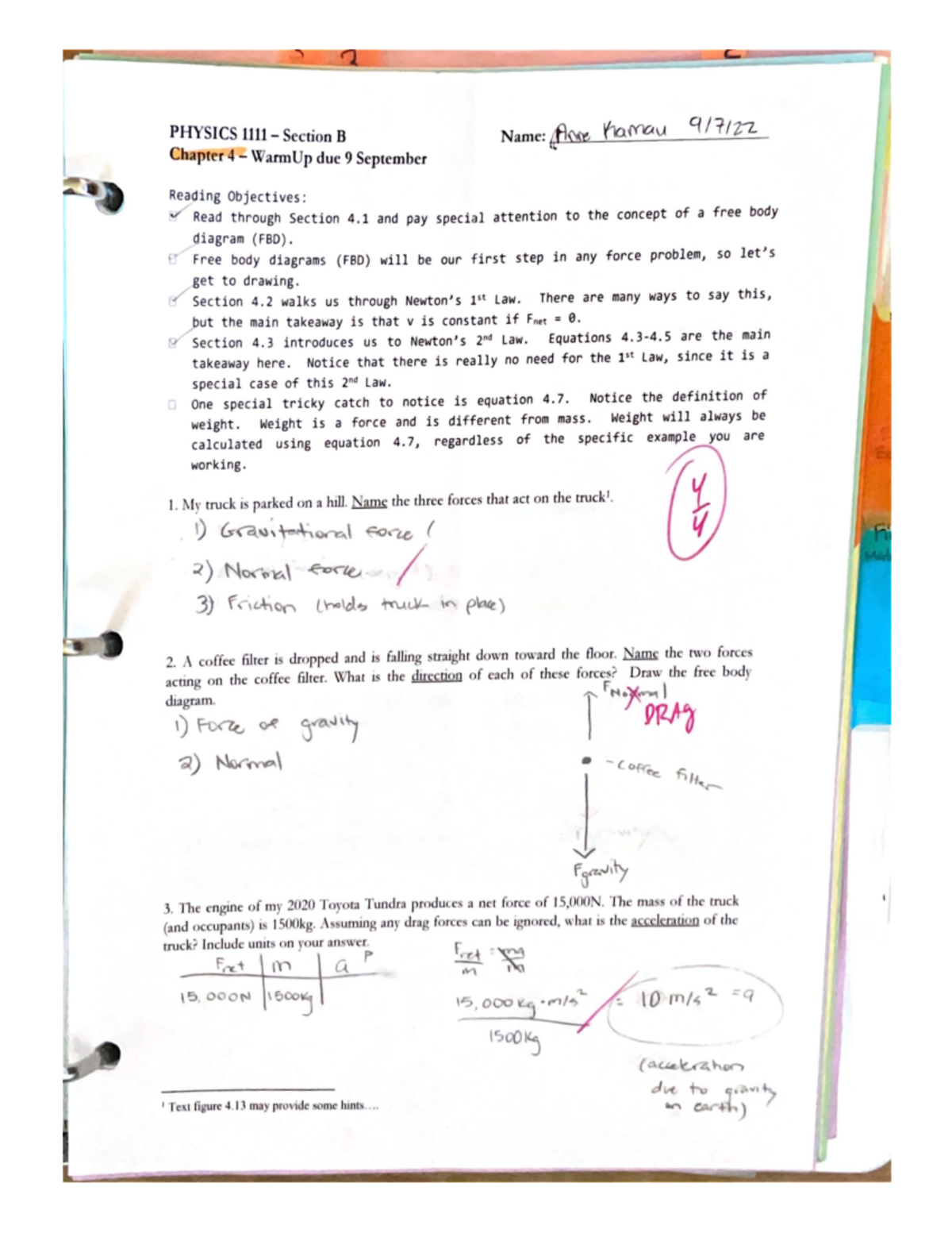 End Of Unit 1 and Exam 1 Answer Key - PHYS 1111 - Studocu