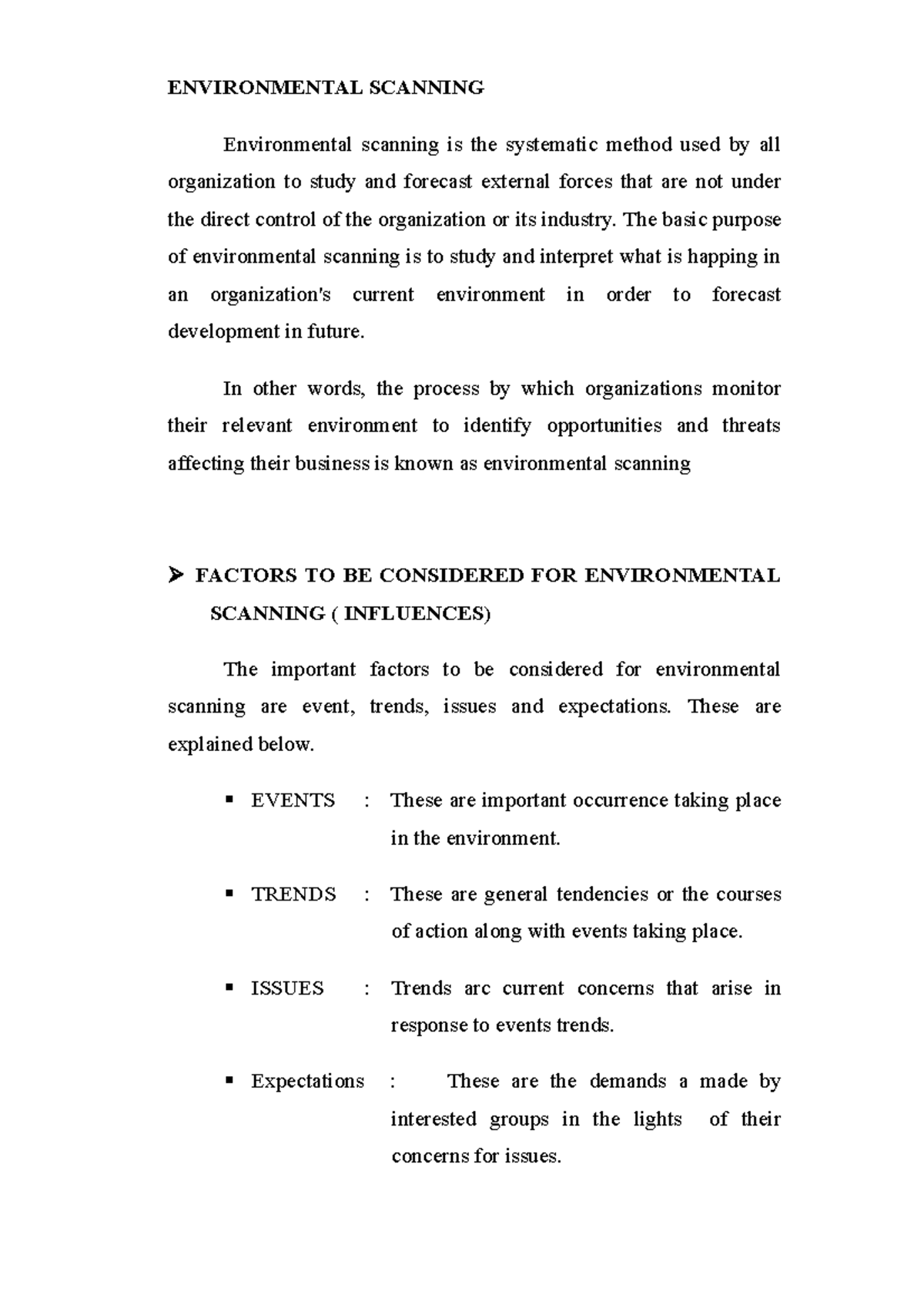 Environmental Scanning - ENVIRONMENTAL SCANNING Environmental scanning ...