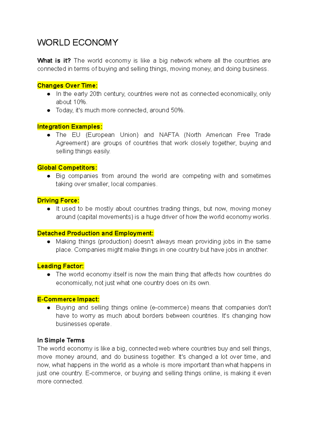 revision international marketing - WORLD ECONOMY What is it? The world ...