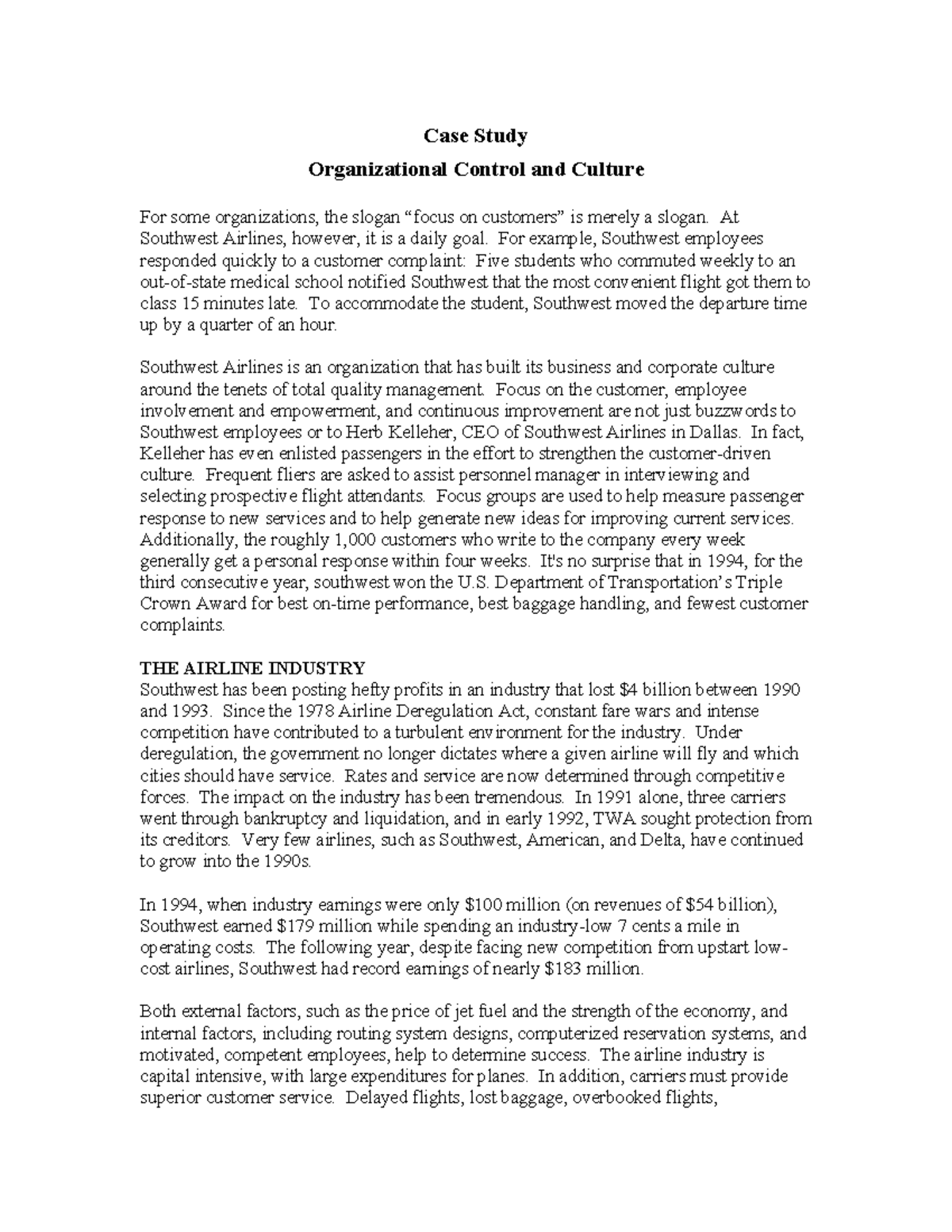 Case Study 1 02032024 113555 am - Case Study Organizational Control and Culture For some - Studocu