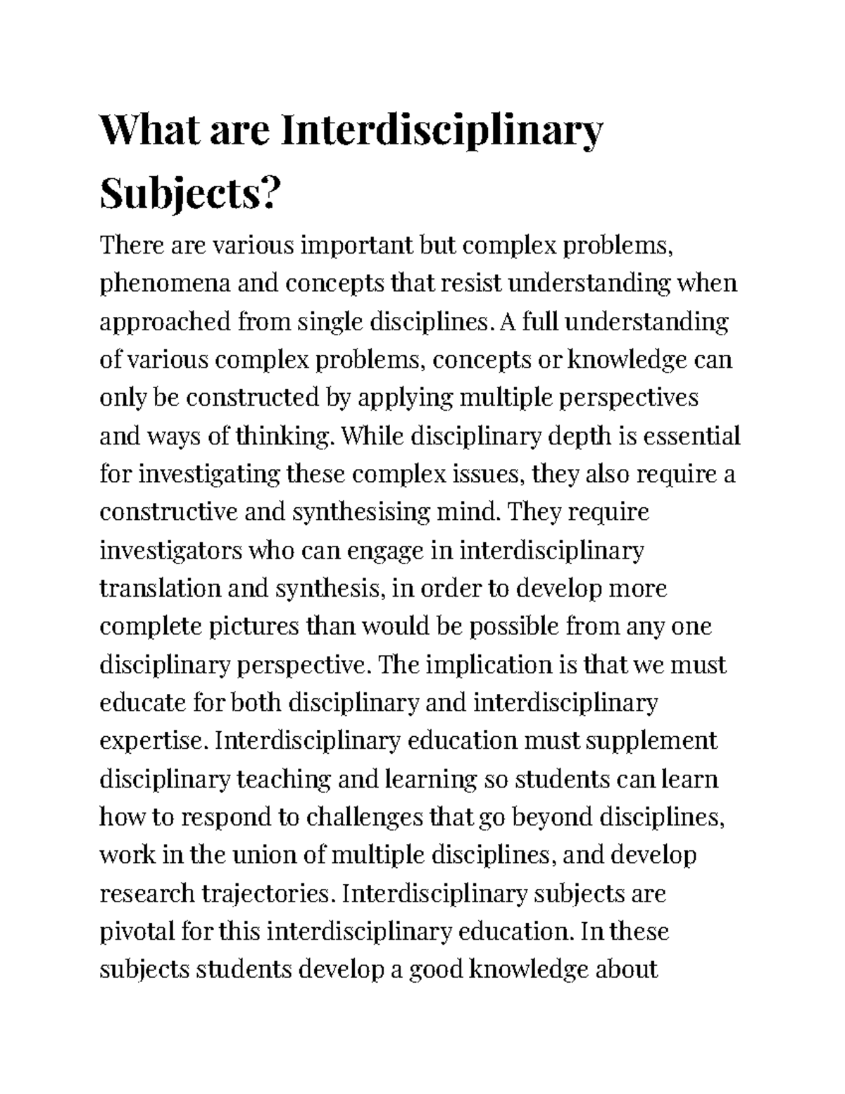 What are Interdisciplinary Subjects - What are Interdisciplinary ...