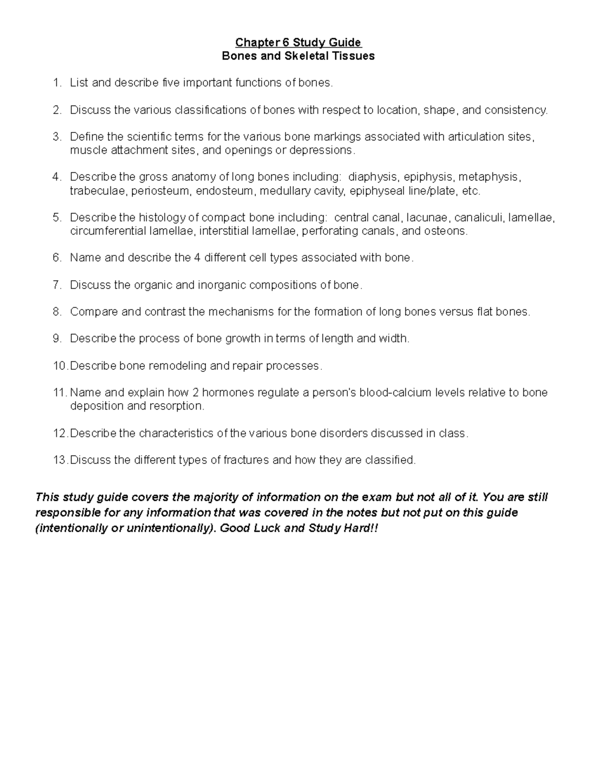 Openstax Chapter 6 Study Guide - Chapter 6 Study Guide Bones and ...