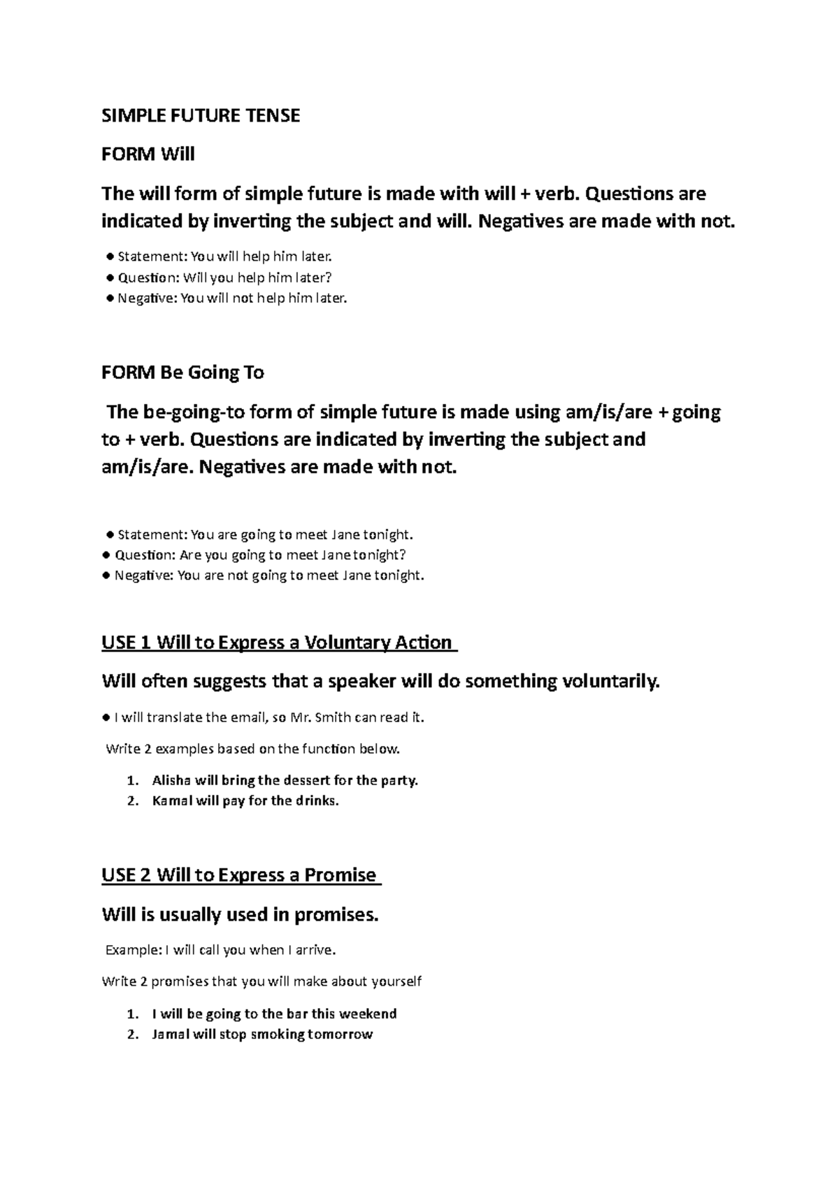 ELC-future tense - SIMPLE FUTURE TENSE FORM Will The will form of ...