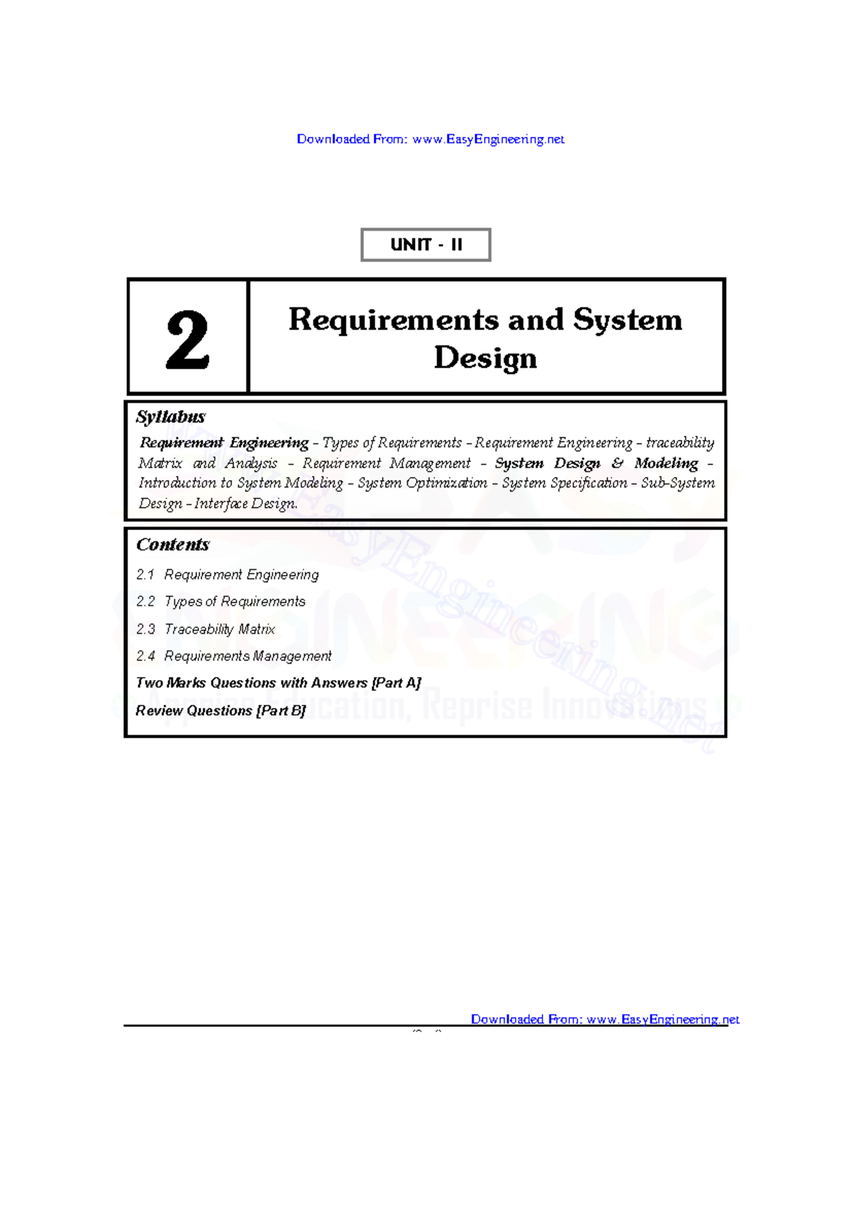 UNIT2 Notes - Easy to lRn - UNIT - II 2 Requirements and System Design ...