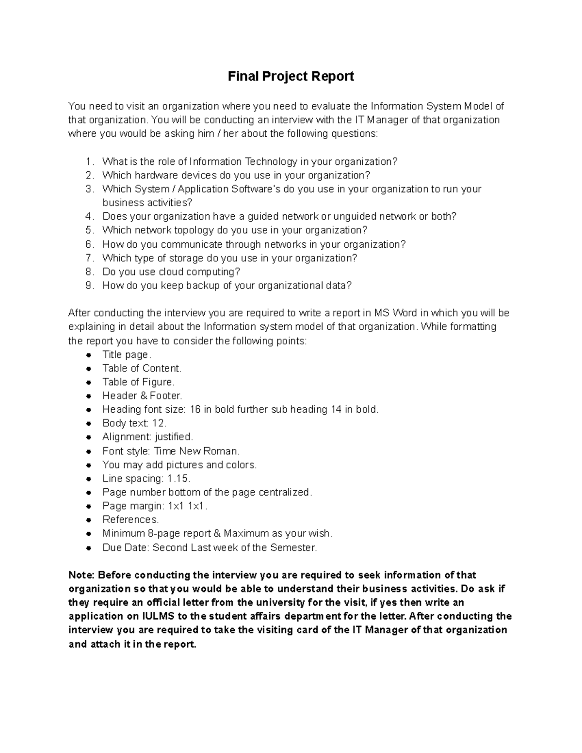 ict project final year iqra university - Final Project Report You need ...