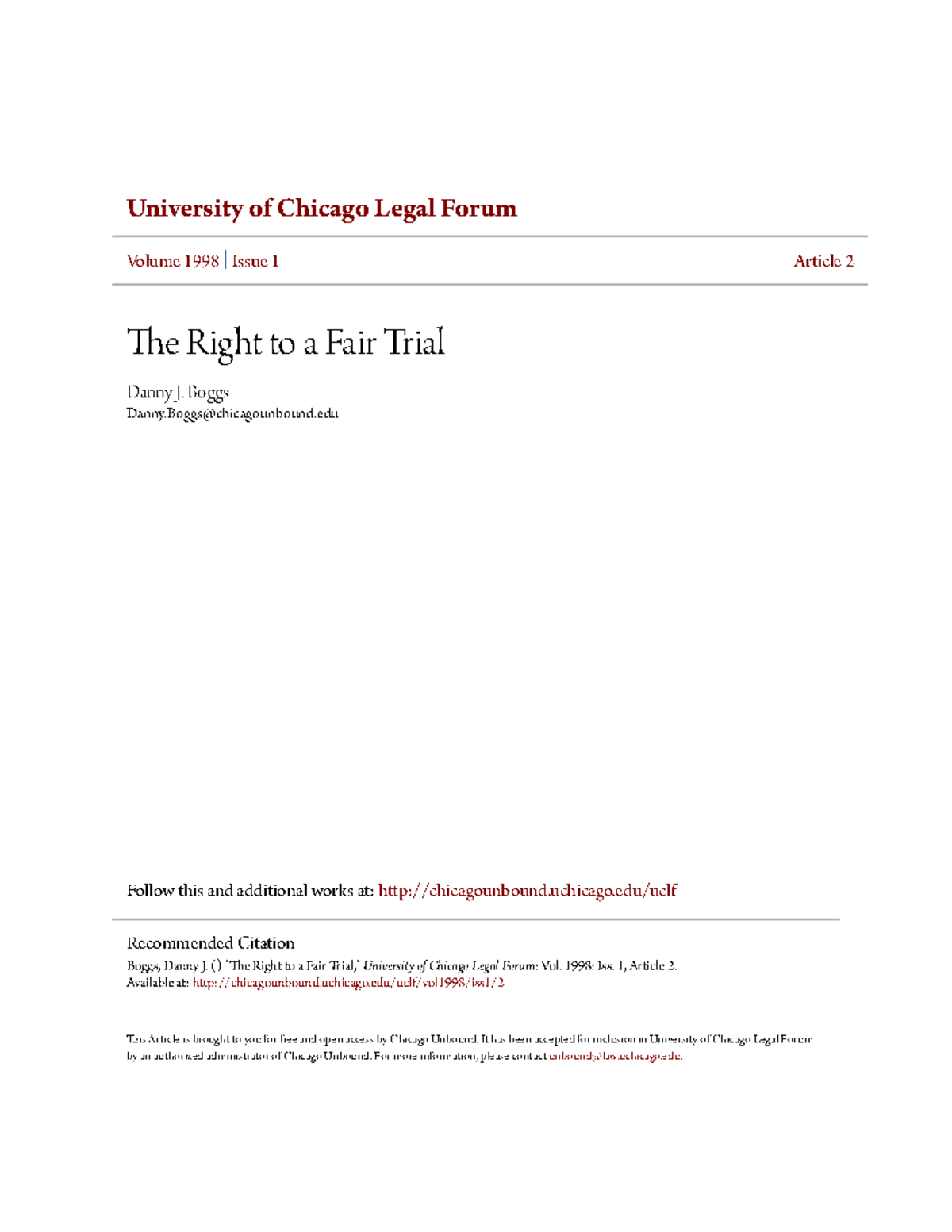 The Right to a Fair Trial - University of Chicago Legal Forum Volume ...