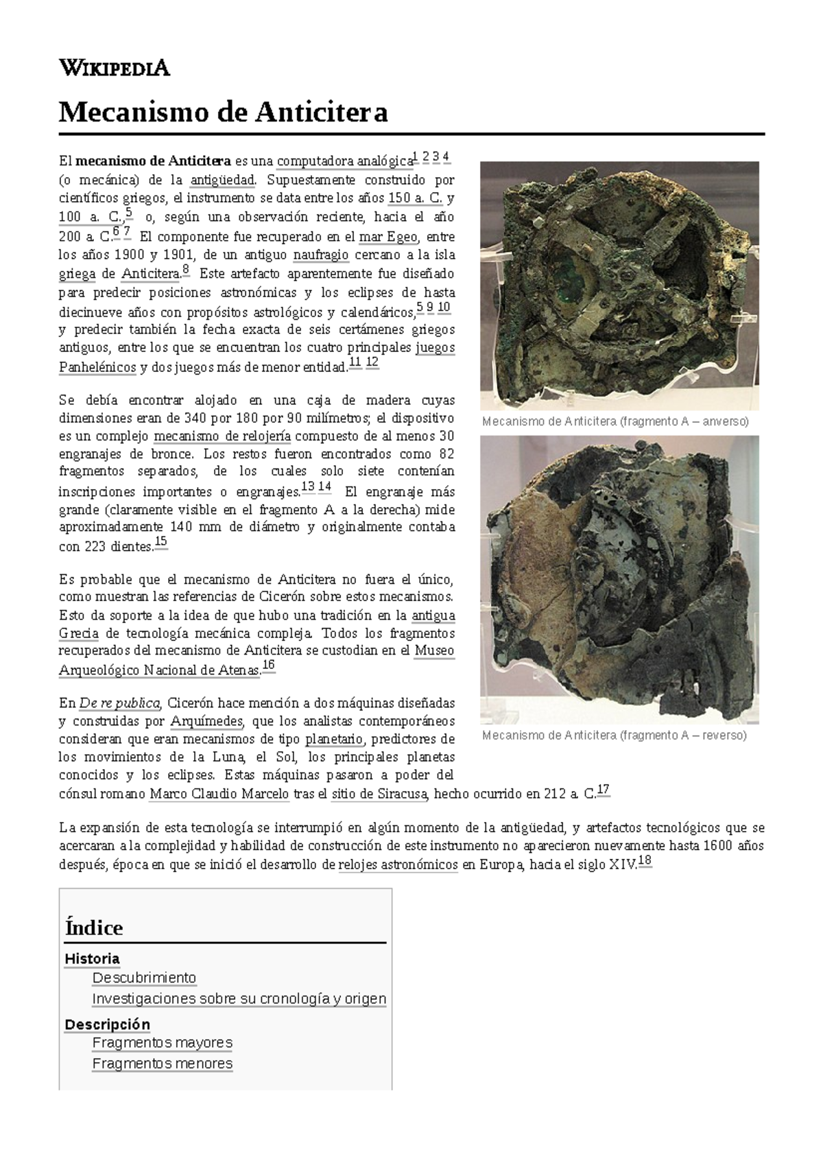 Mecanismo de Anticitera - Supuestamente construido por científicos ...