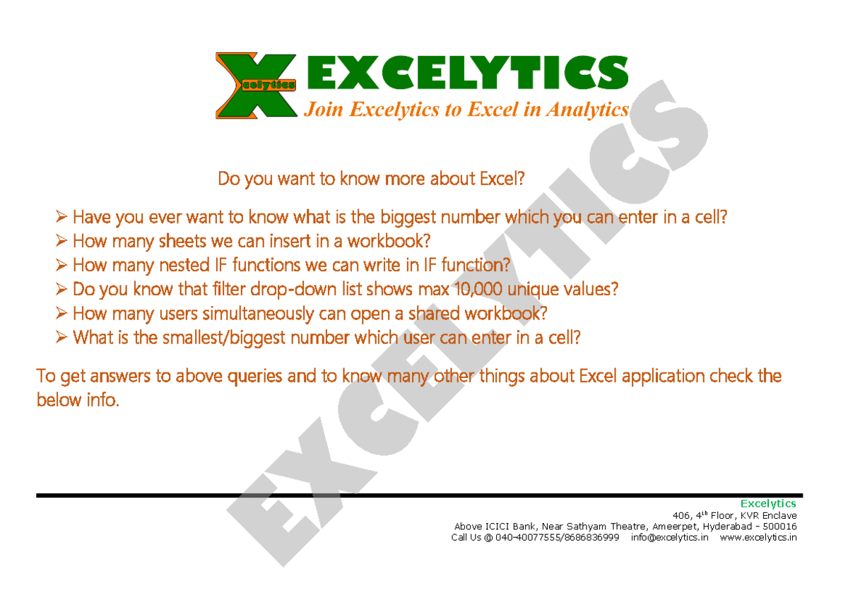 Excelytics - Know Excel Application Specifications V1 - Excelytics ...