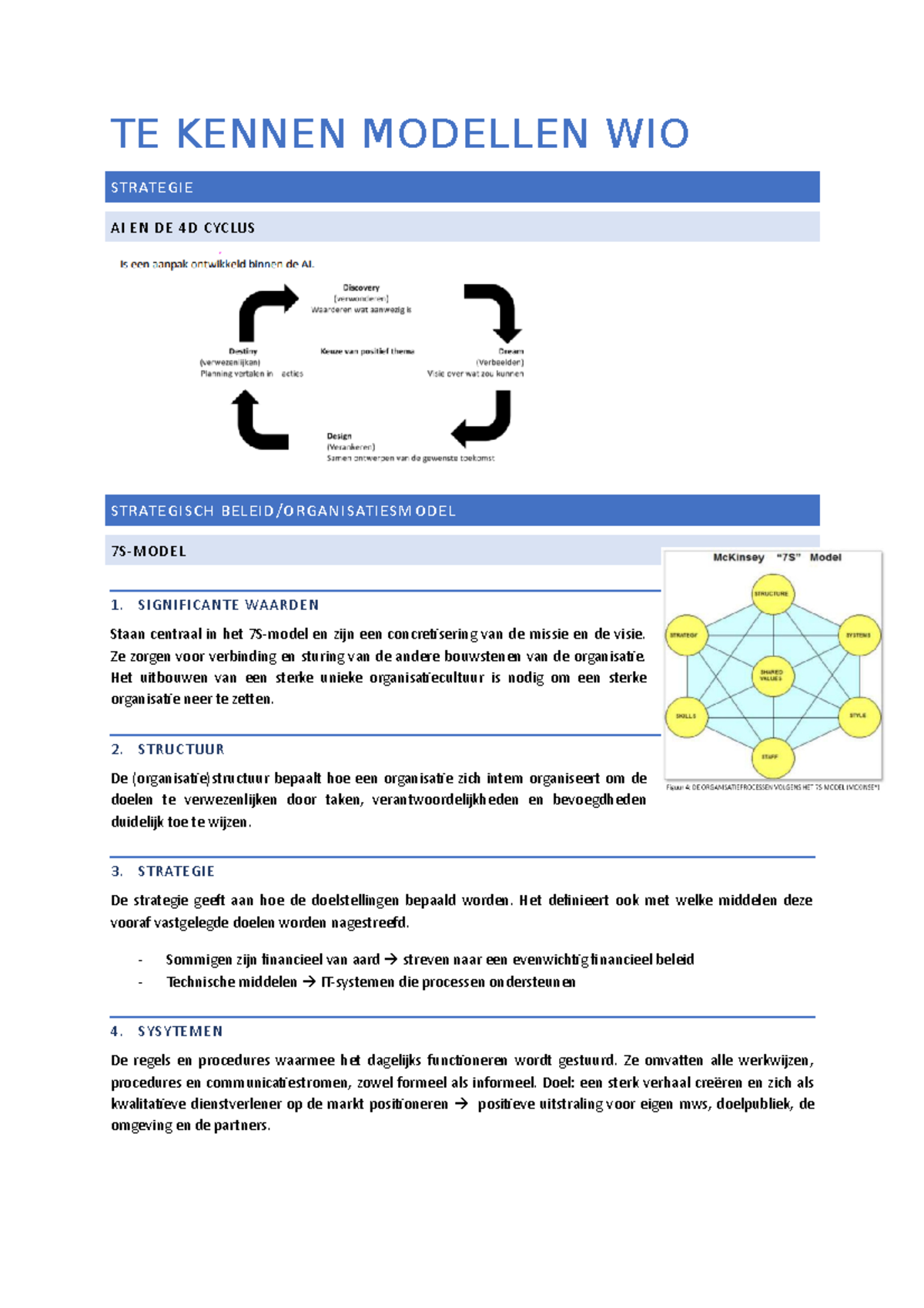 Te kennen modellen WIO - TE KENNEN MODELLEN WIO STRATEGIE AI EN DE 4D ...