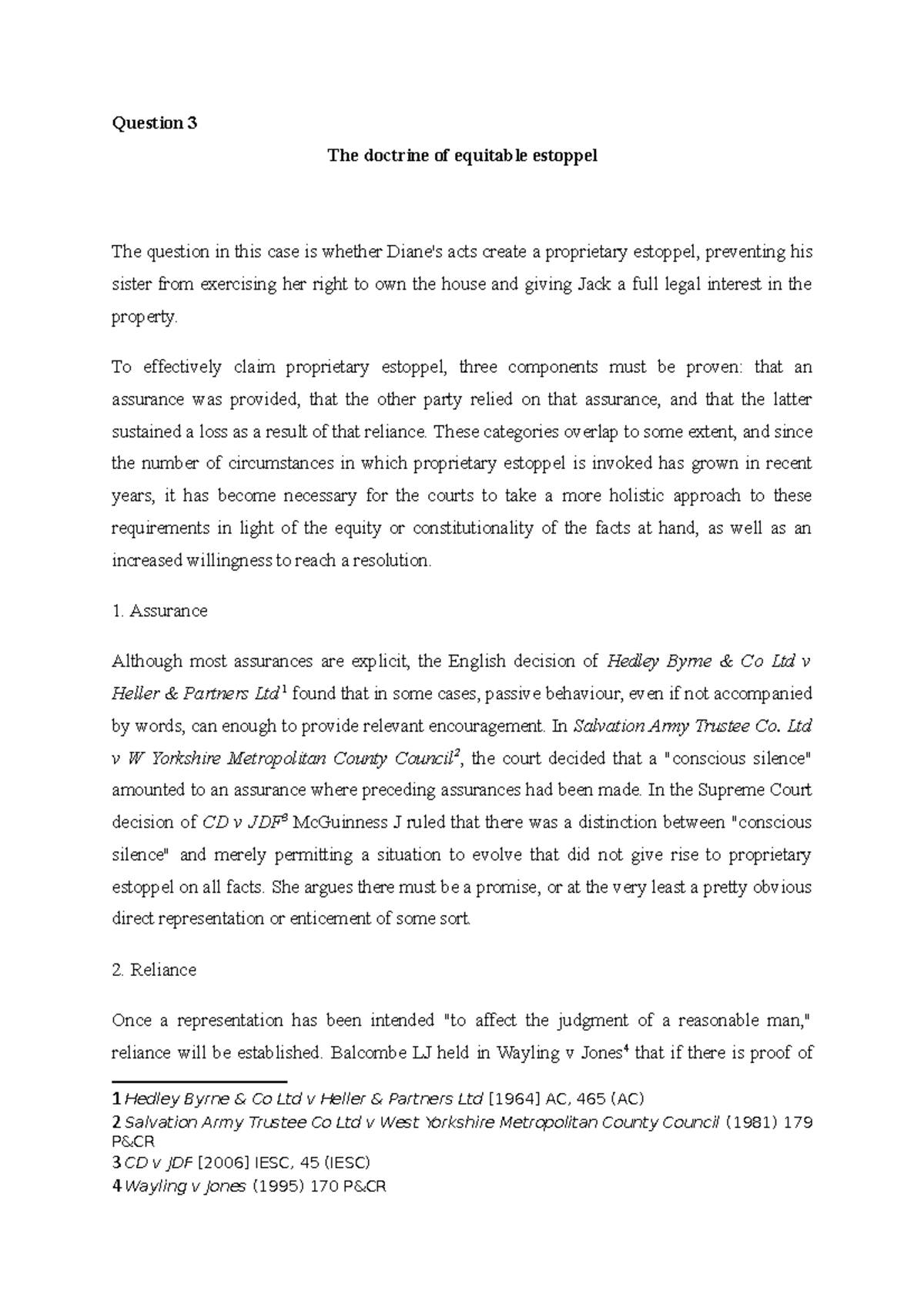 The doctrine of equitable estoppel - To effectively claim proprietary ...
