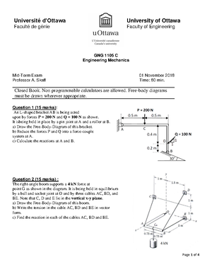 Centroids Assignment - Centroid - GNG 1105D Engineering Mechanics Assignment 5 – Location of ...