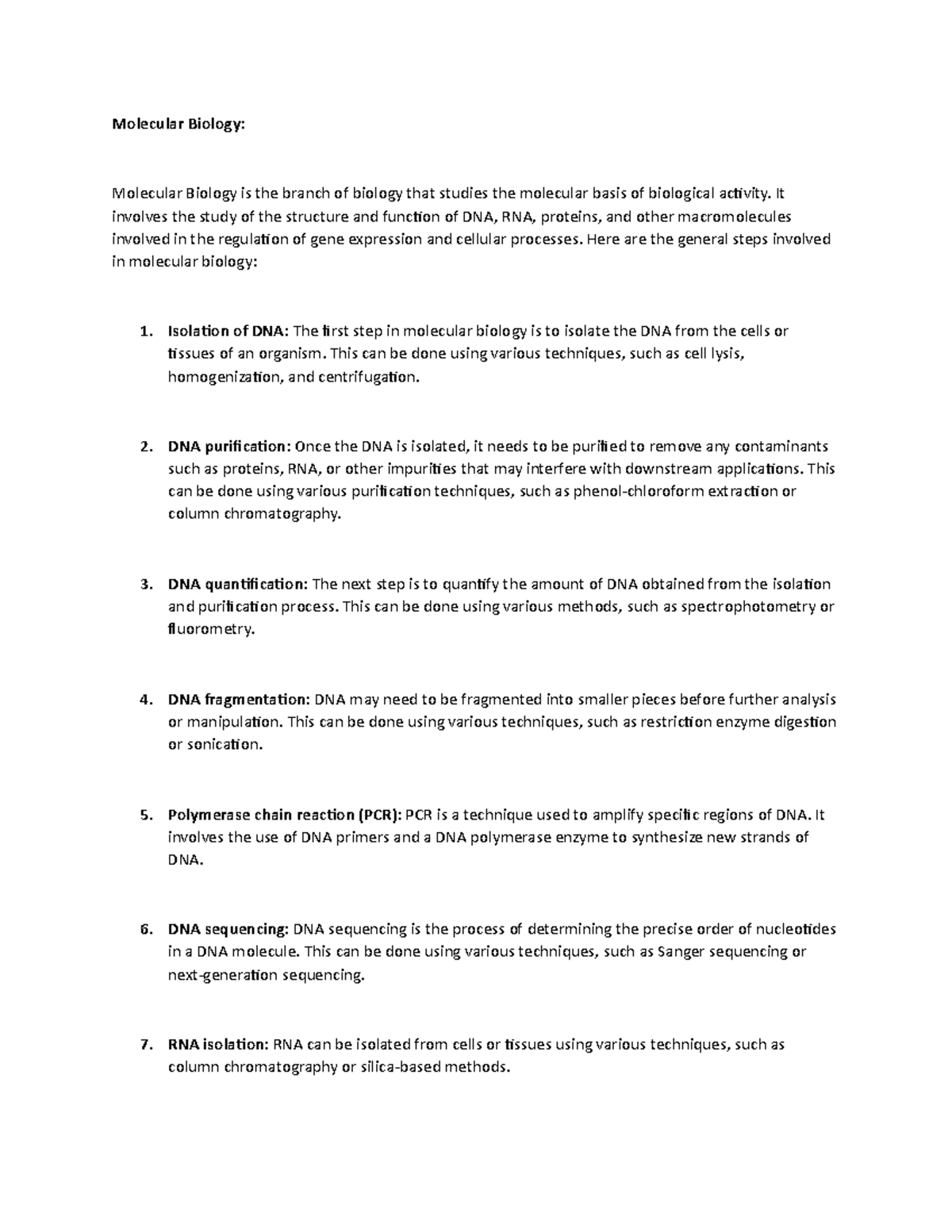 Molecular Biology - Molecular Biology: Molecular Biology is the branch ...