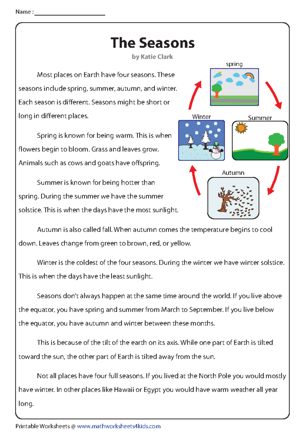 Seasons - For literature purposes - Name : The Seasons Katie Clark ...