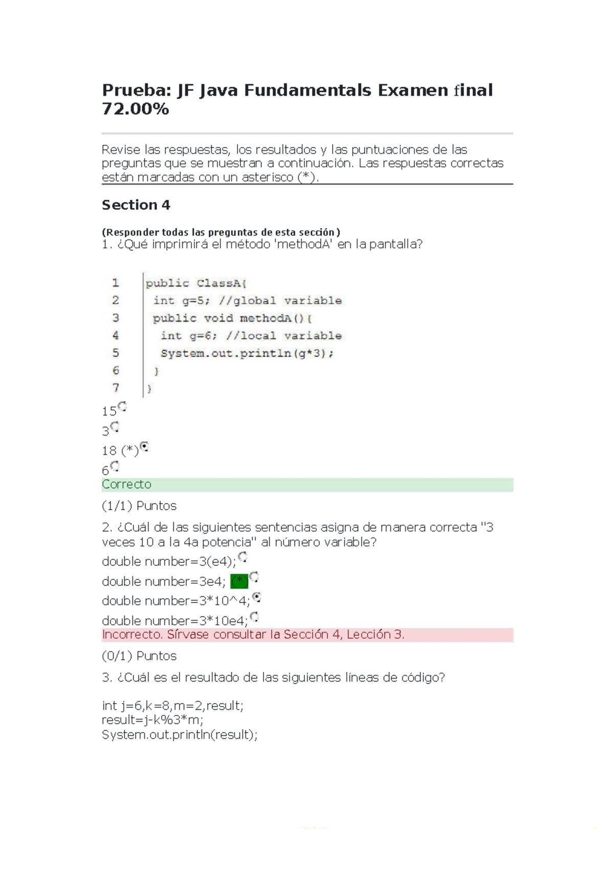 Examen-final-java-fundamentals compress - Prueba: JF Java Fundamentals Examen final 72% Revise ...