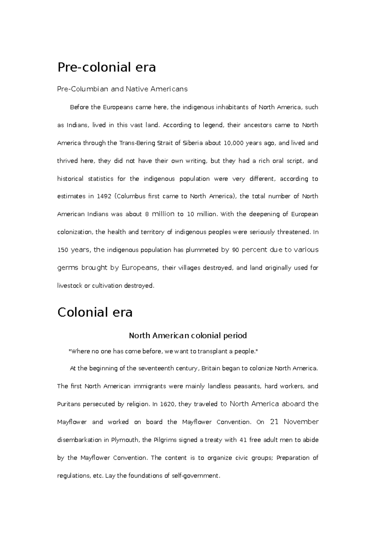 Pre-colonial era - notes - Pre-colonial era Pre-Columbian and Native ...