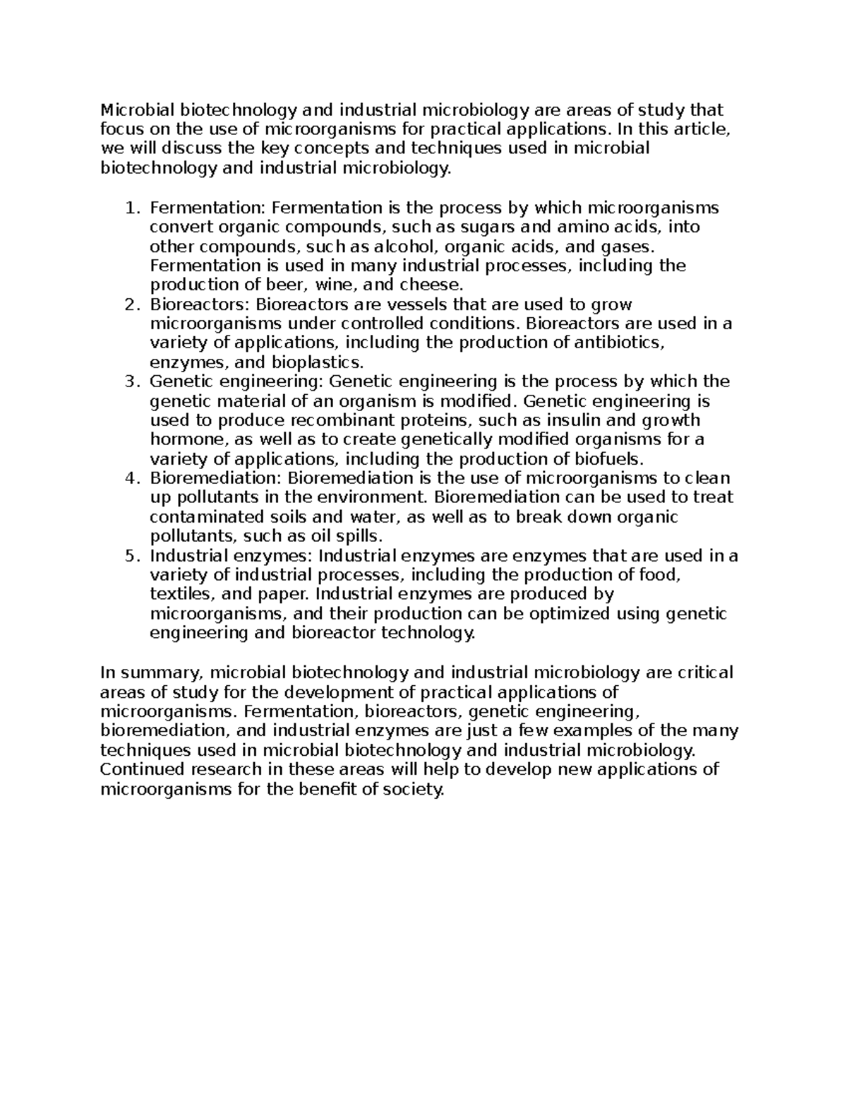 Microbial Biotechnology - In this article, we will discuss the key ...