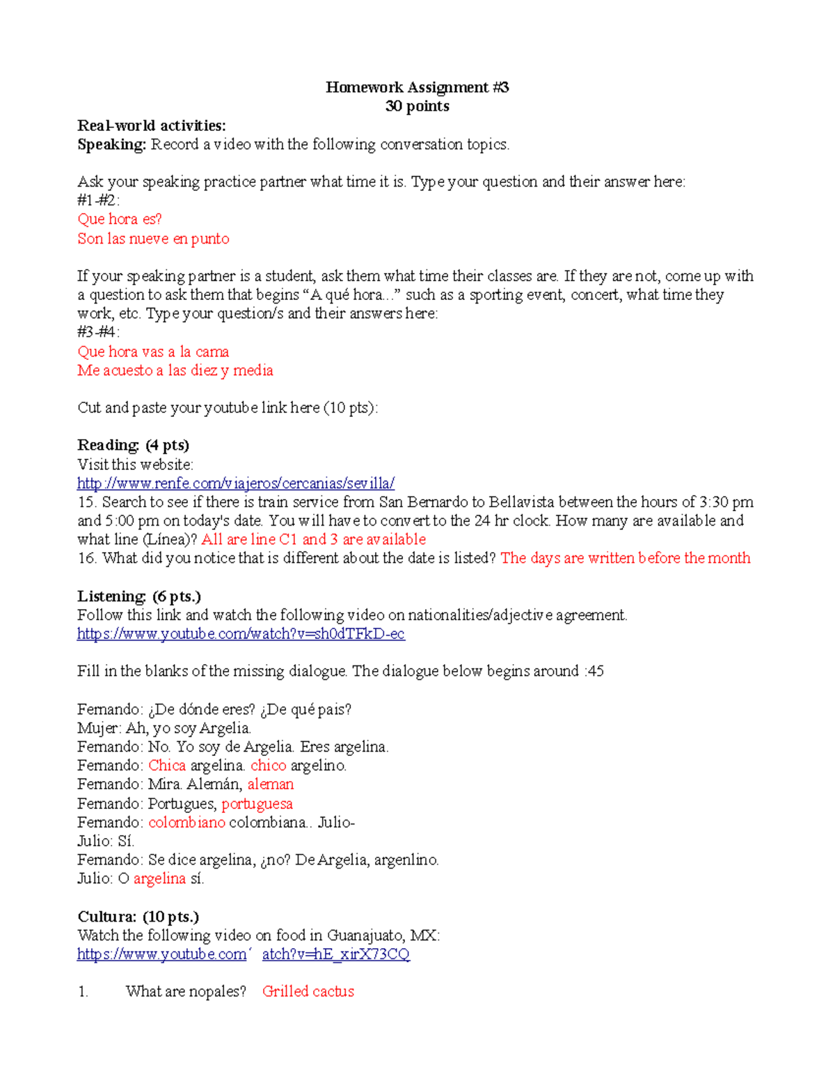 Tarea #3 - Homework Assignment # 30 points Real-world activities ...