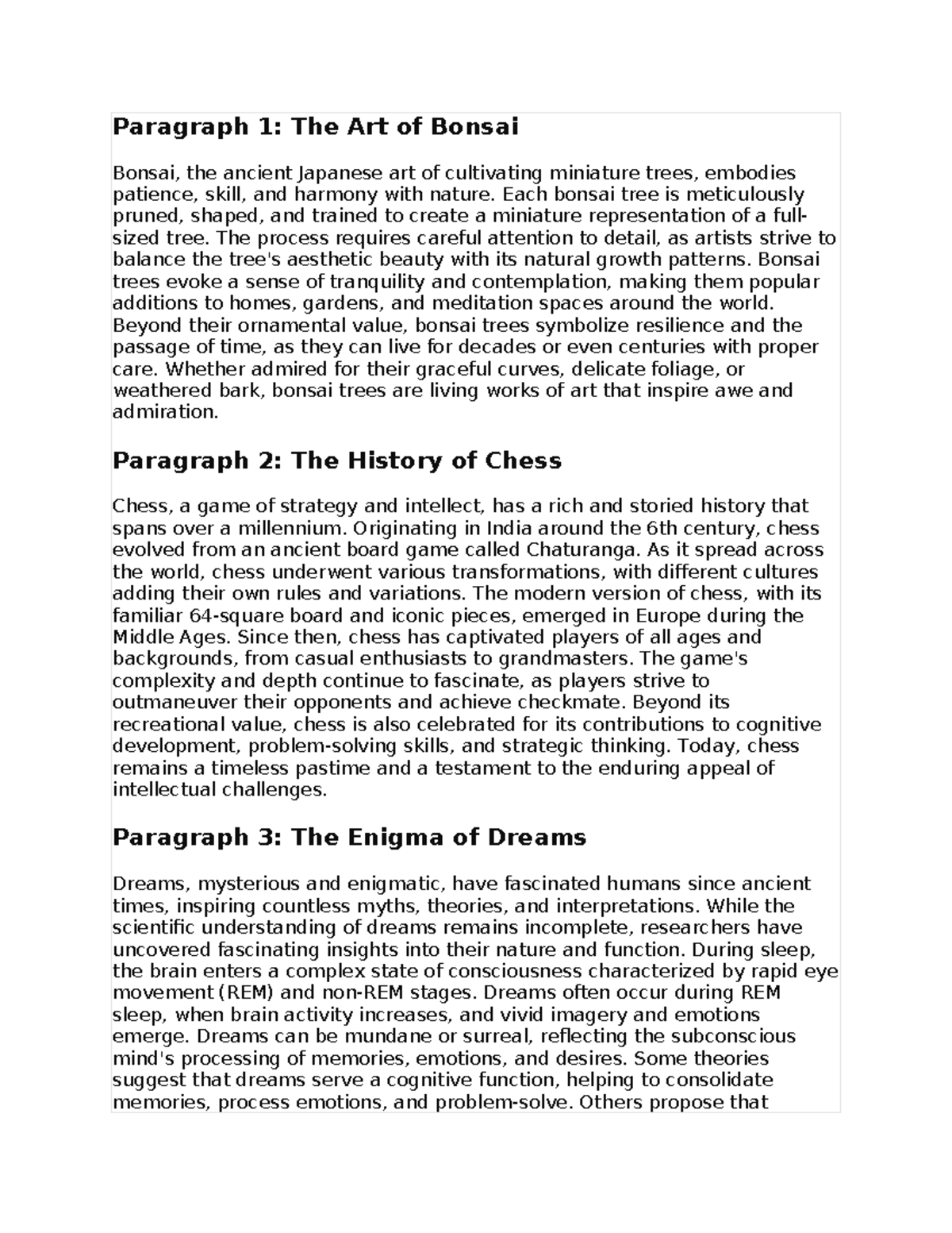 Paragraph 2 - ffgfgf - Paragraph 1: The Art of Bonsai Bonsai, the ...