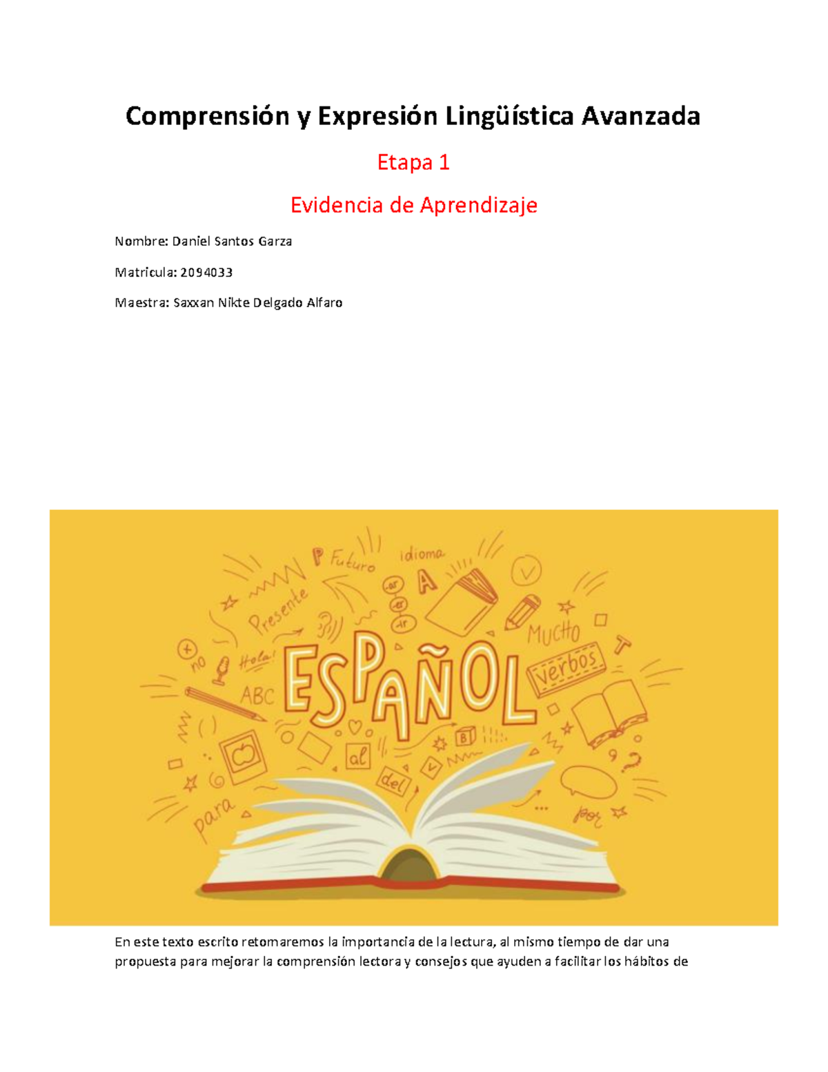 DSG EV1 Cyelya - asdada - Comprensión y Expresión Lingüística Avanzada ...