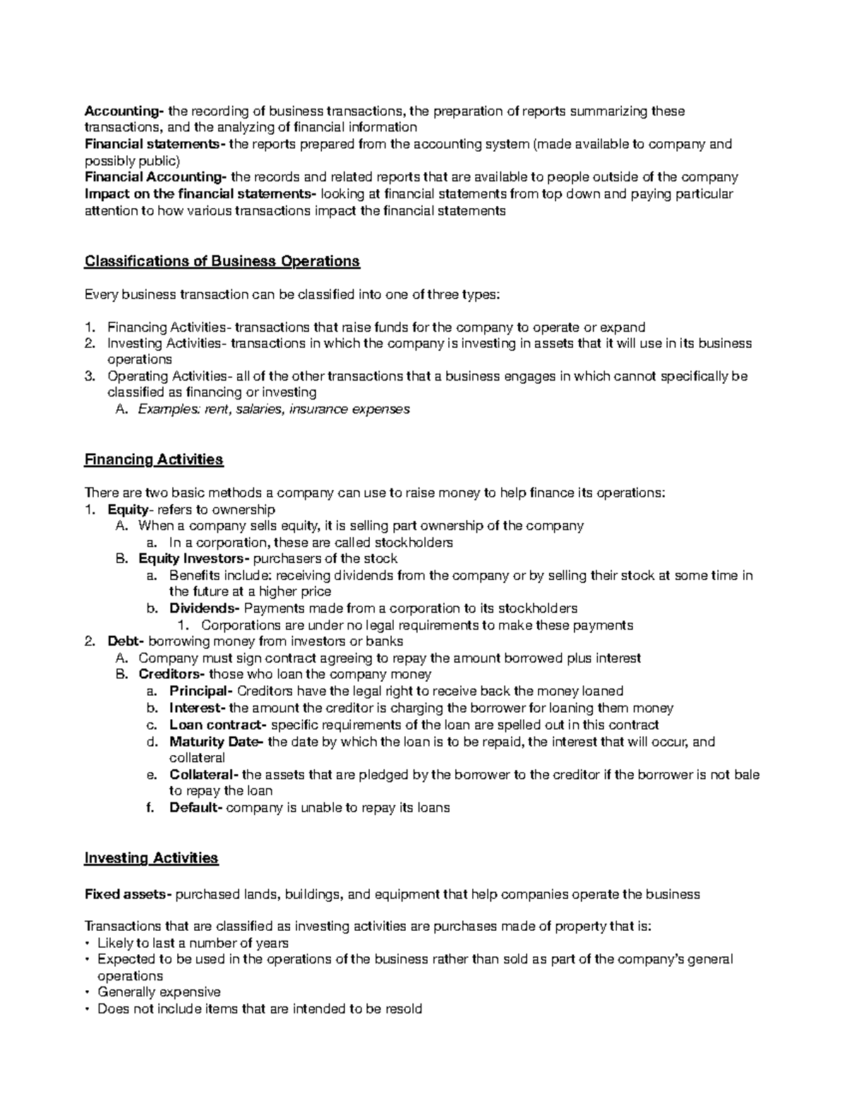 Chapter 1 Introduction to Financial Accounting - Accounting- the ...