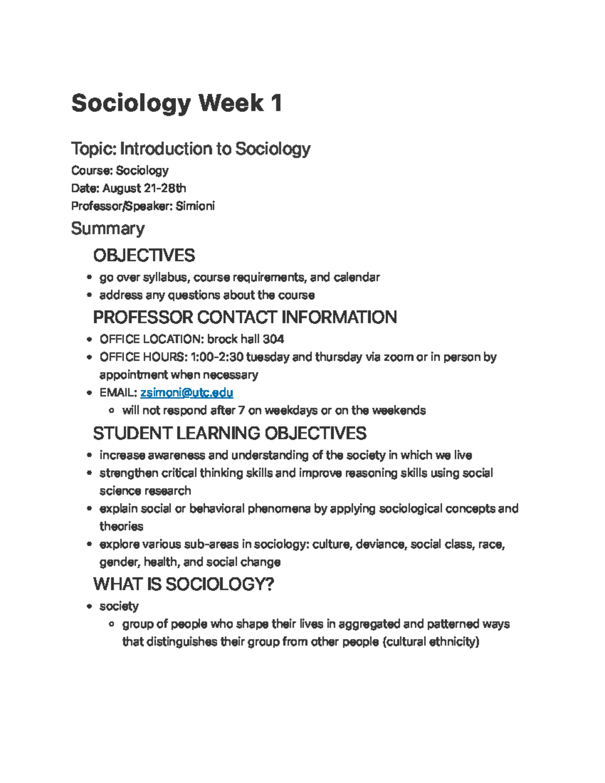 Sociology Week 1 - Rather, the system formed by their association ...