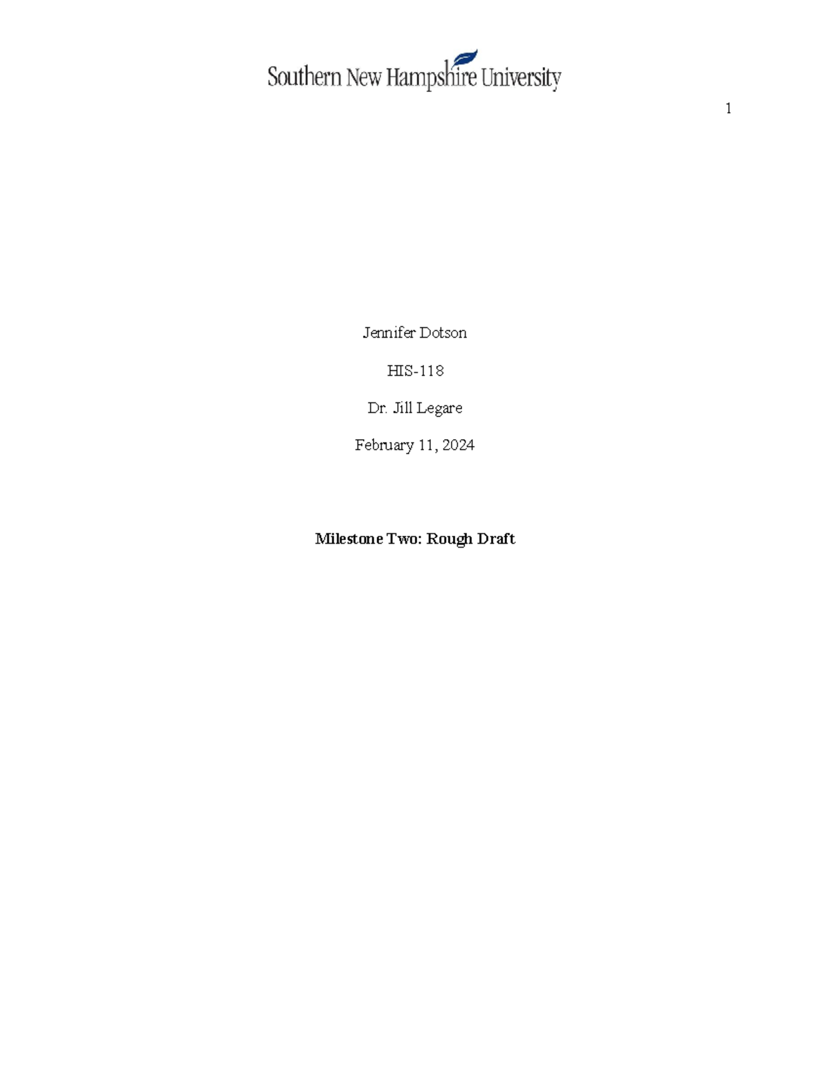 5-1 History 118 - Jennifer Dotson HIS- Dr. Jill Legare February 11 ...
