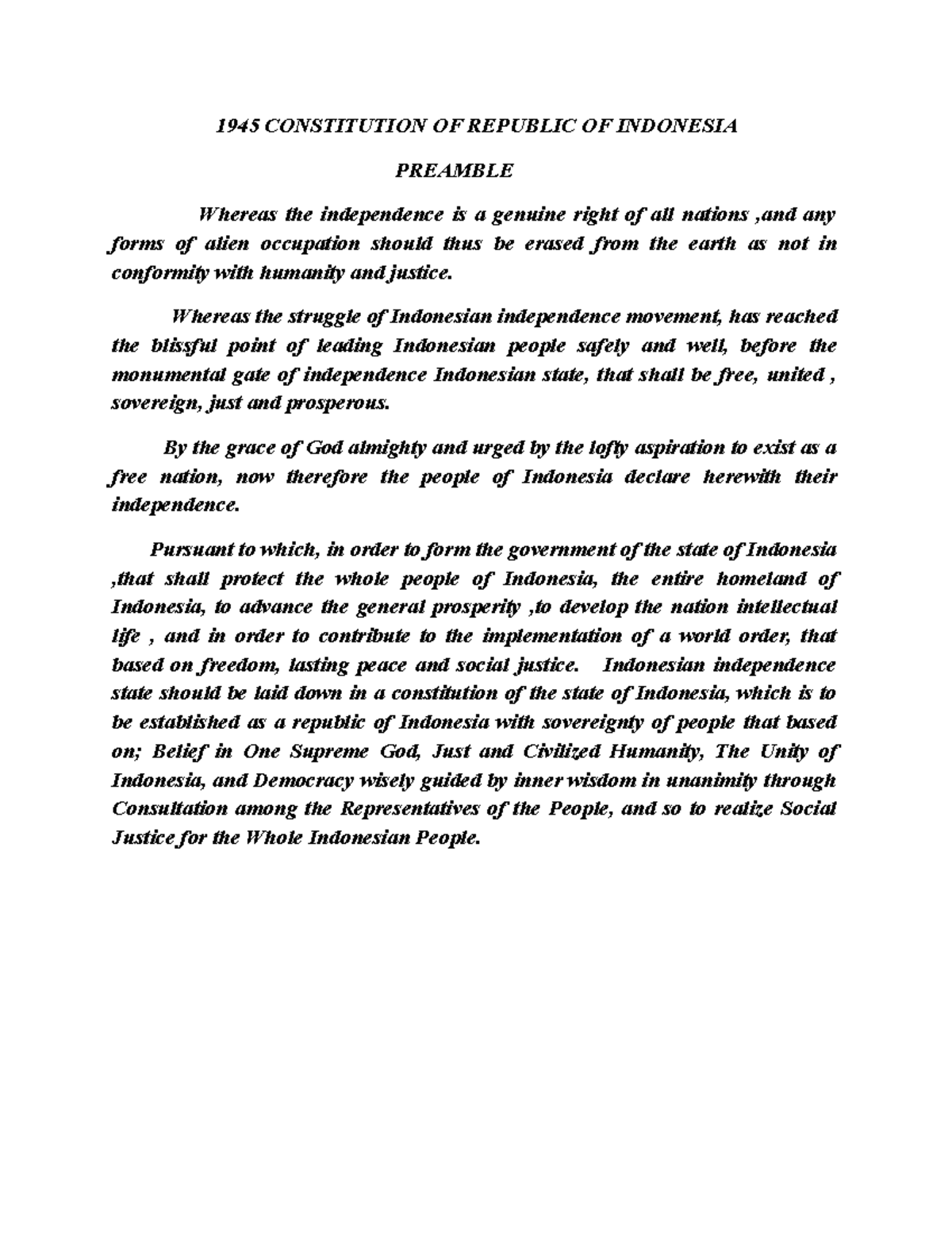 1945 Constitution OF Republic OF Indonesia - 1945 CONSTITUTION OF ...