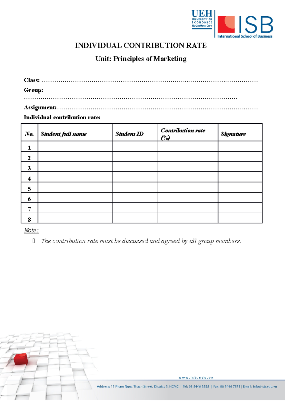 Individual Contribution Rate - INDIVIDUAL CONTRIBUTION RATE Unit ...