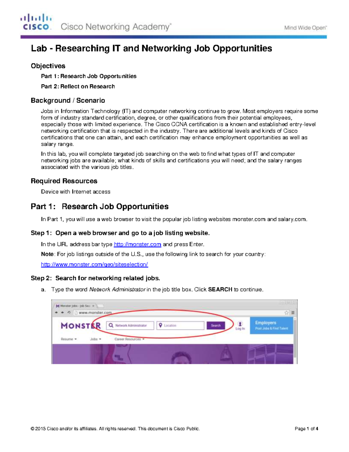 1.4.4.3 Lab - Researching IT and Networking Job Opportunities - Objectives Part 1: Research Job ...