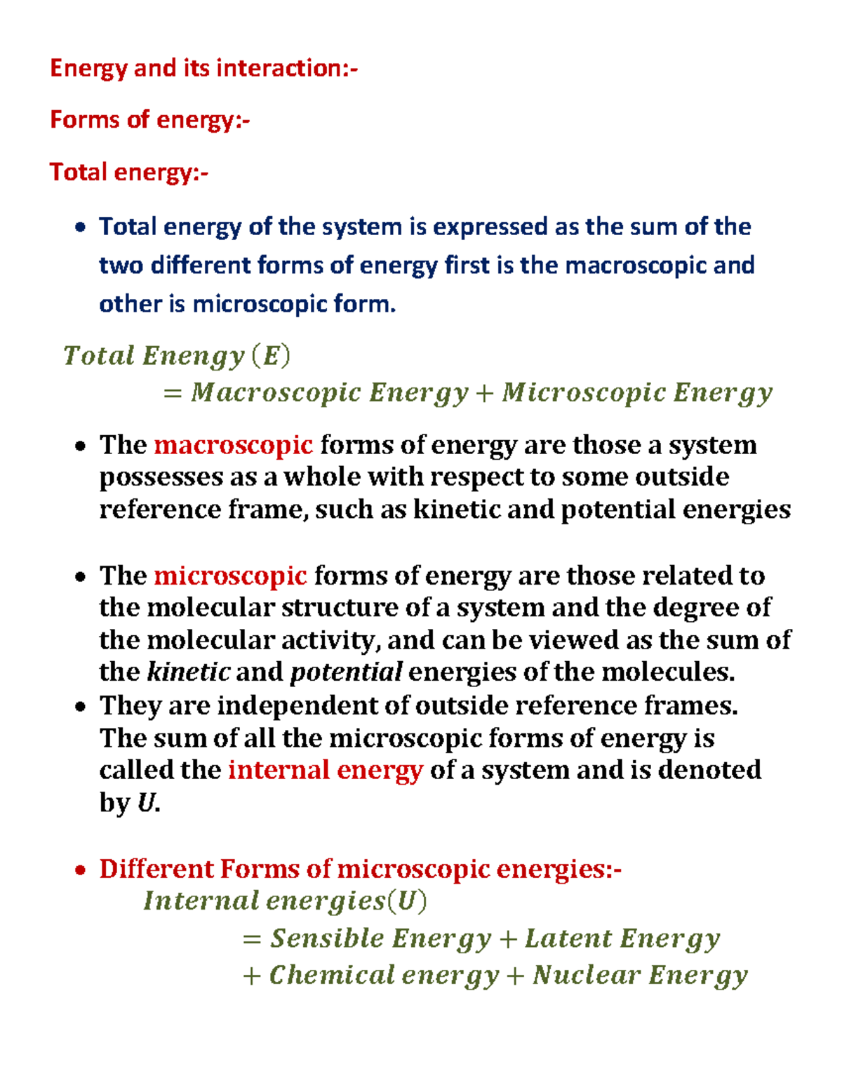 Lecture 1 and Lecture 2 Energy and its interaction-converted - Energy ...