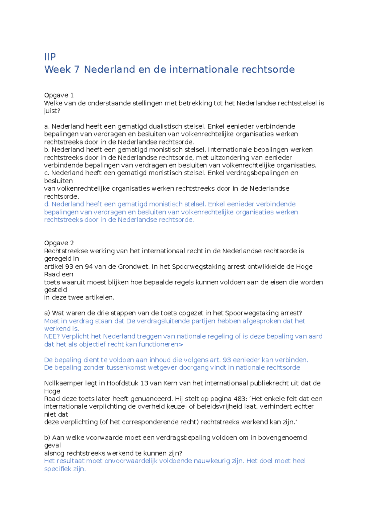 Ineiding IIP aantekeningen week 7 - IIP Week 7 Nederland en de ...