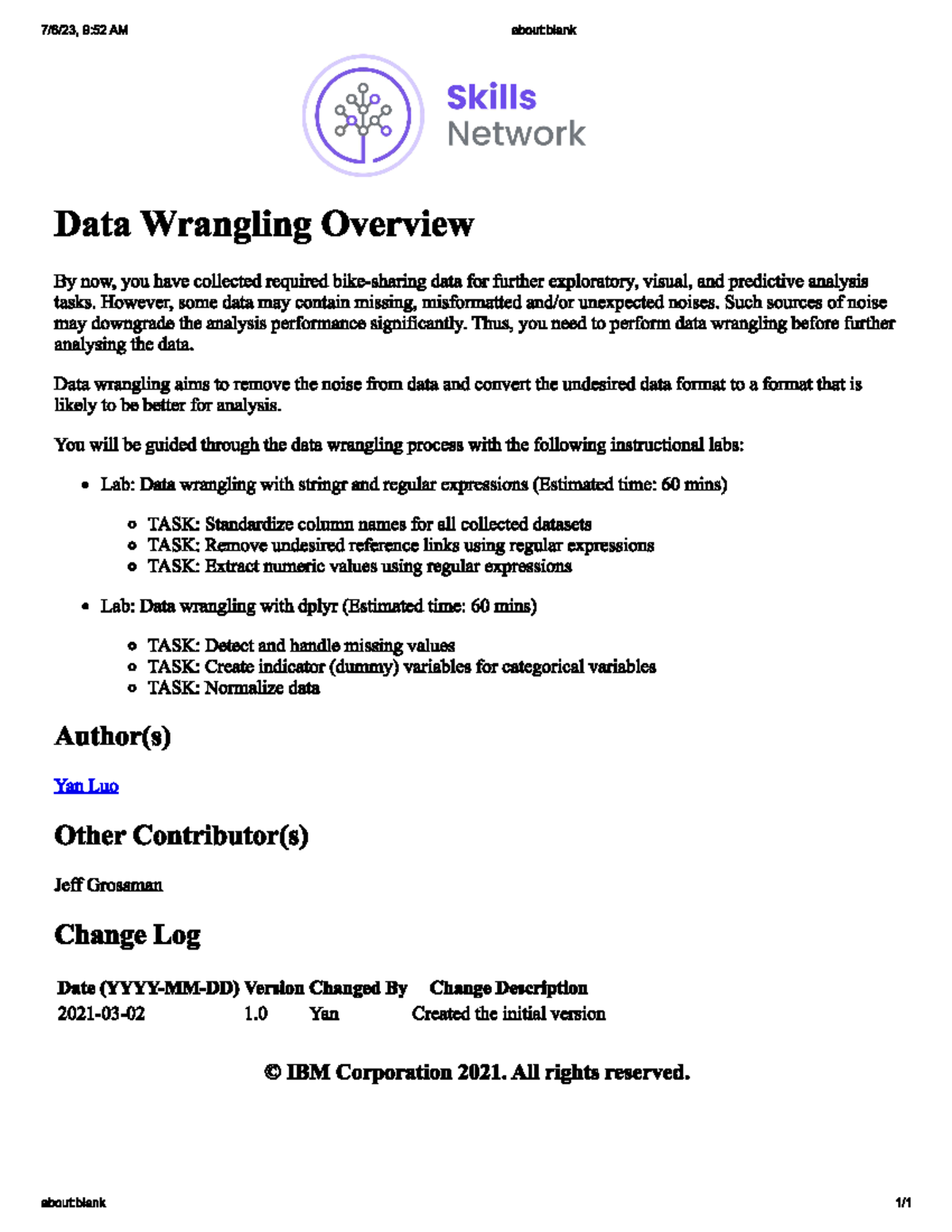Data Wrangling Lecture Notes 952 Am Aboutblank Skills Network Data Wrangling Overview Now 