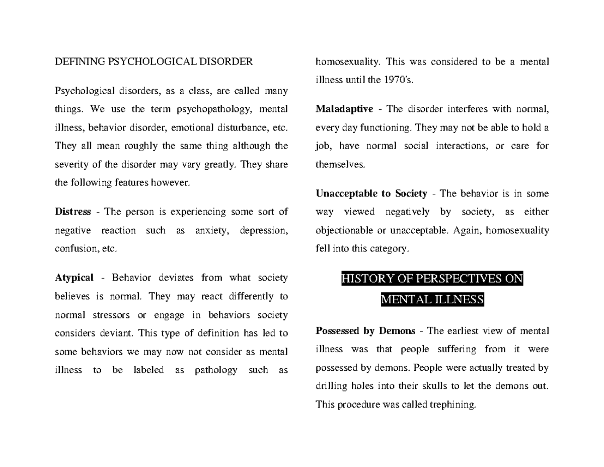 Defining Psychological Disorder DEFINING PSYCHOLOGICAL DISORDER defining-psychological-disorder-defining-psychological-disorder