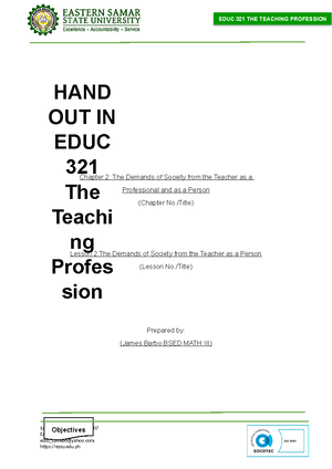 Technology for teach. - HANDOUT IN EDUC 321 The Teaching Profession ...