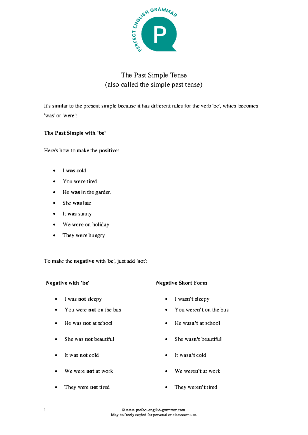 Past-simple - explication - 1 © perfect-english-grammar The Past Simple ...