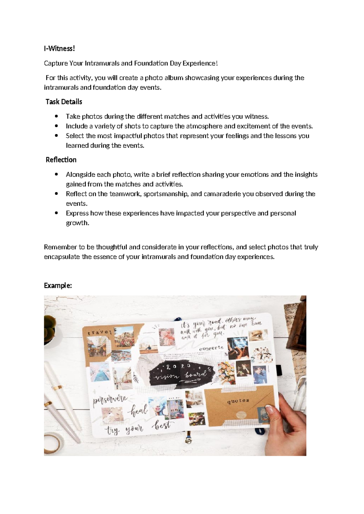 PT2 - Diary About Foundation Week - I-Witness! Capture Your Intramurals ...