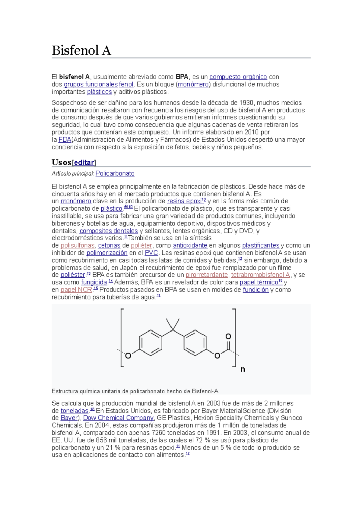 Bisfenol A - Apuntes 12 - Bisfenol A El bisfenol A, usualmente ...